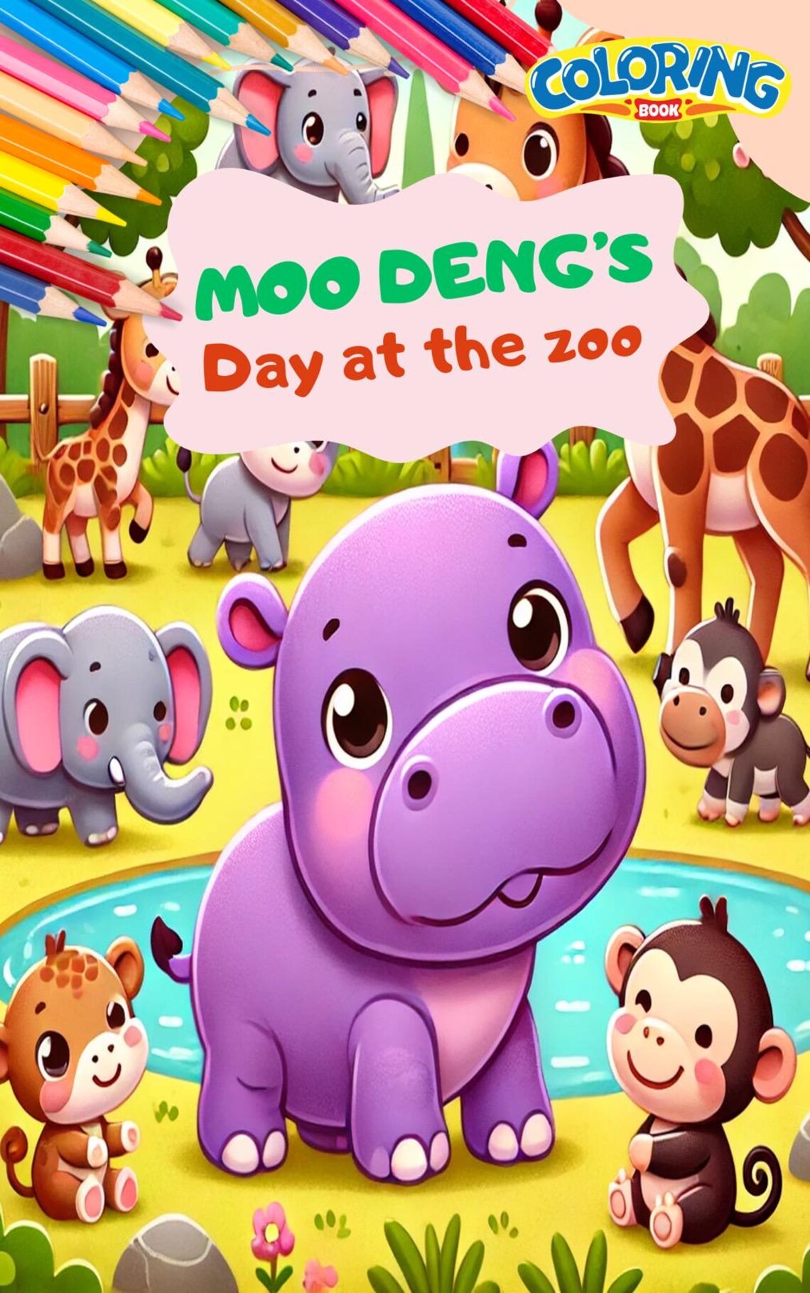 Adorable Baby Moo Deng Coloring Book | Instant Digital Download (PDF ...