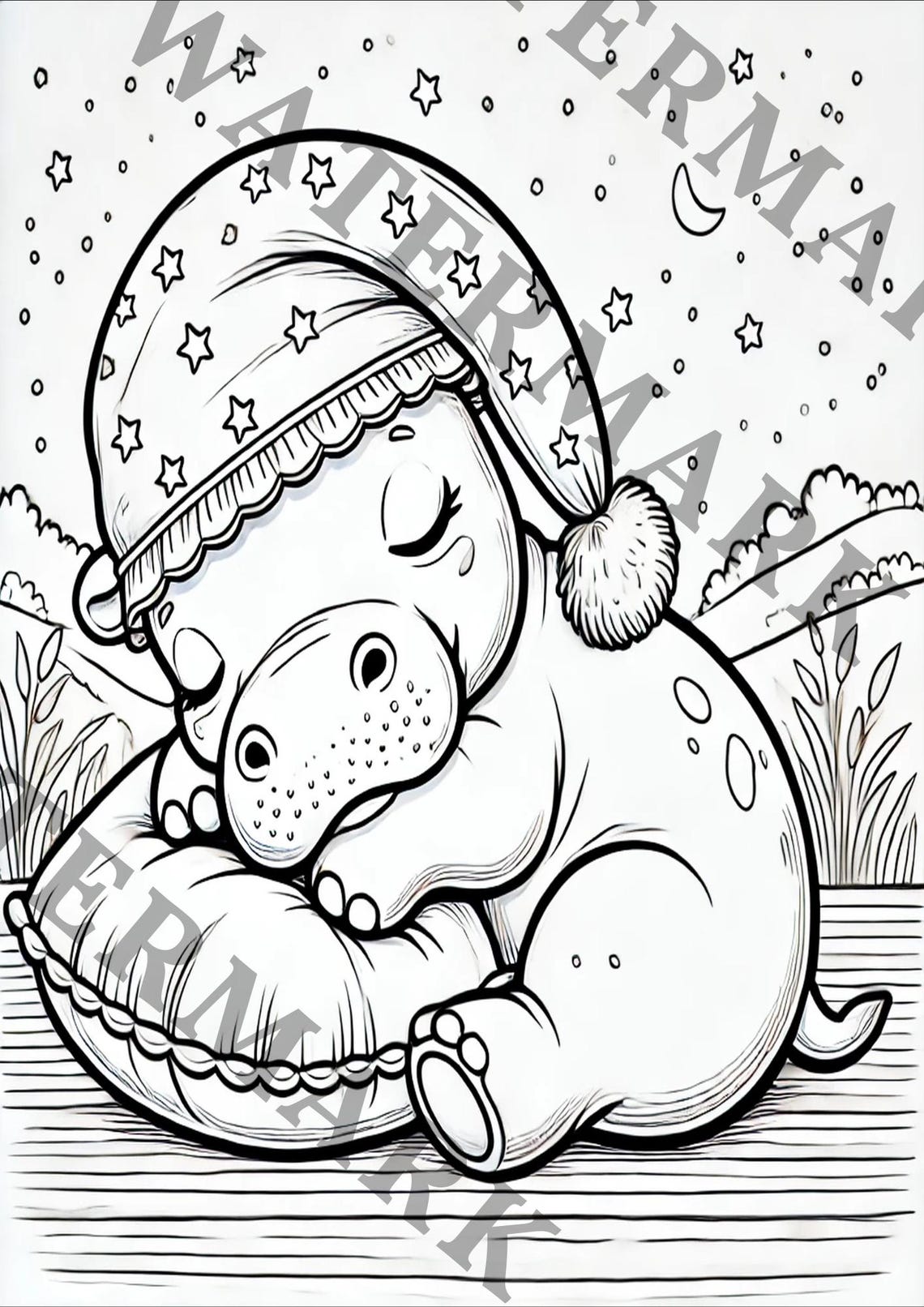 Adorable Baby Moo Deng Coloring Book | Instant Digital Download (PDF ...