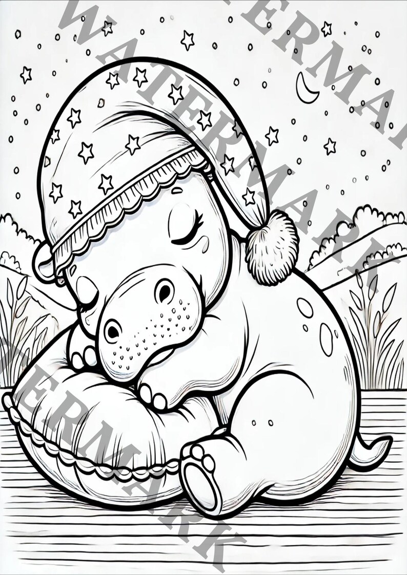 Adorable Baby Moo Deng Coloring Book | Instant Digital Download (PDF ...