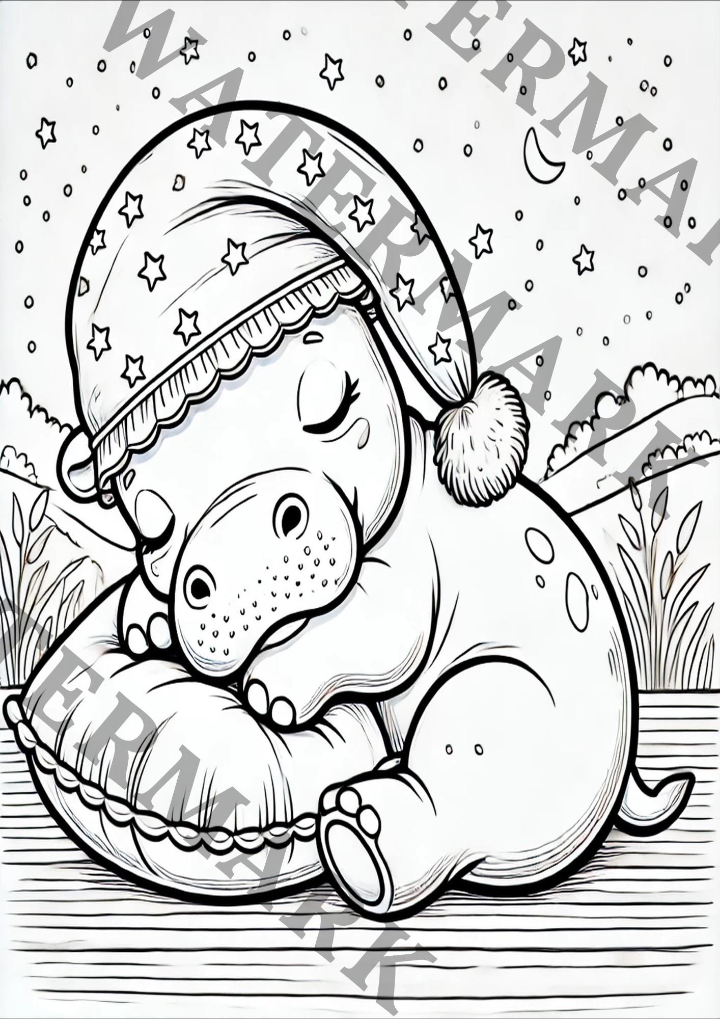 Adorable Baby Moo Deng Coloring Book | Instant Digital Download (PDF ...