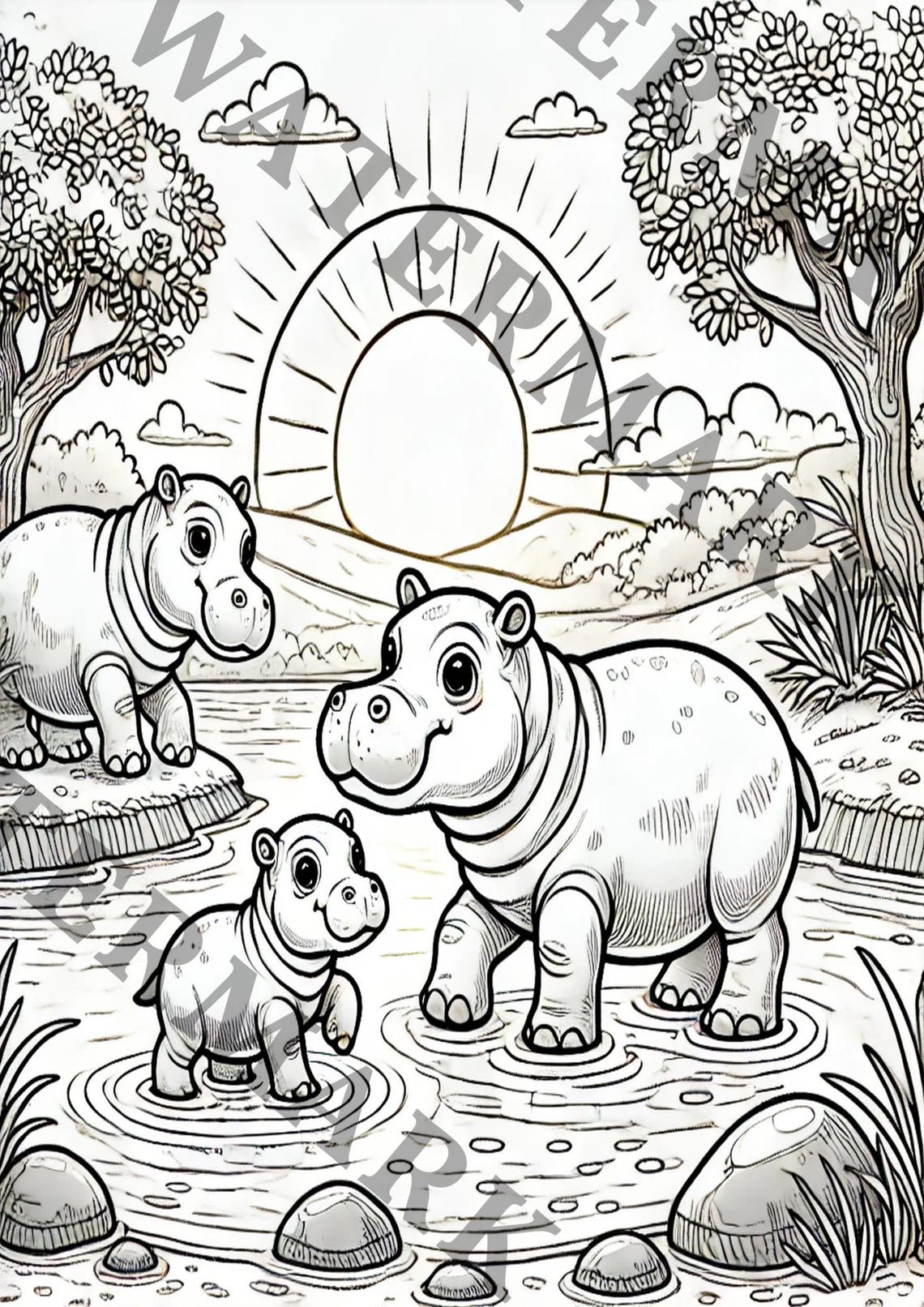 Adorable Baby Moo Deng Coloring Book | Instant Digital Download (PDF ...