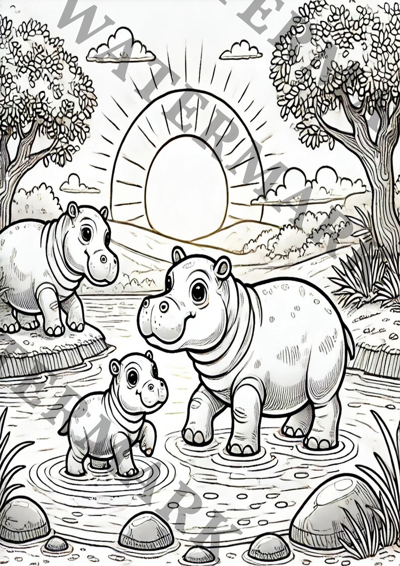 Adorable Baby Moo Deng Coloring Book | Instant Digital Download (PDF ...