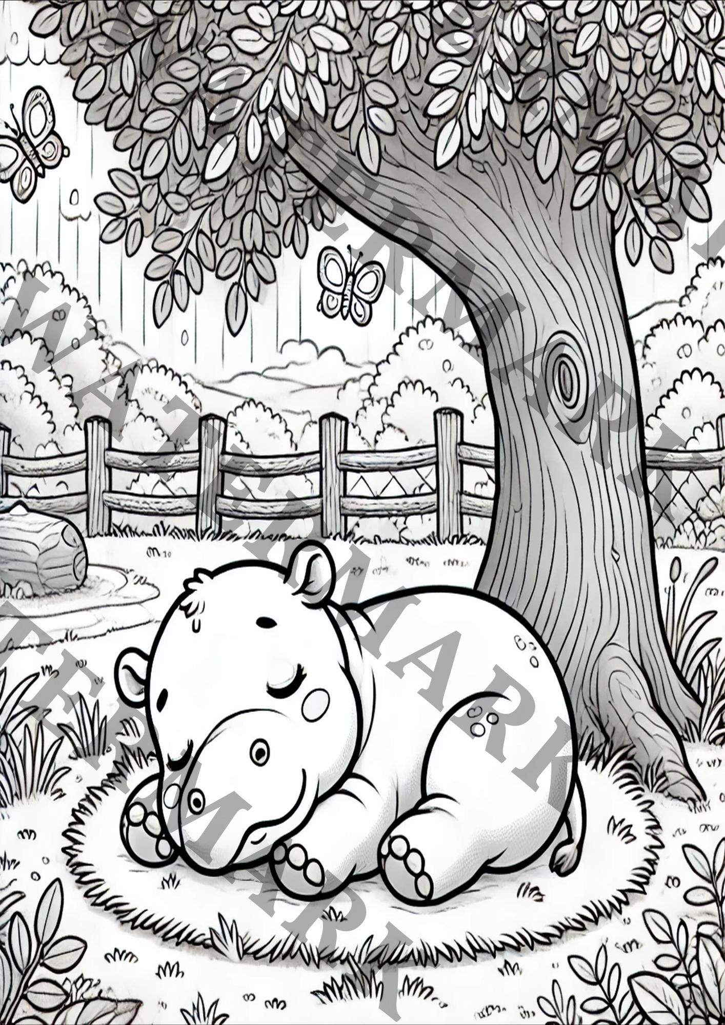 Adorable Baby Moo Deng Coloring Book | Instant Digital Download (PDF ...