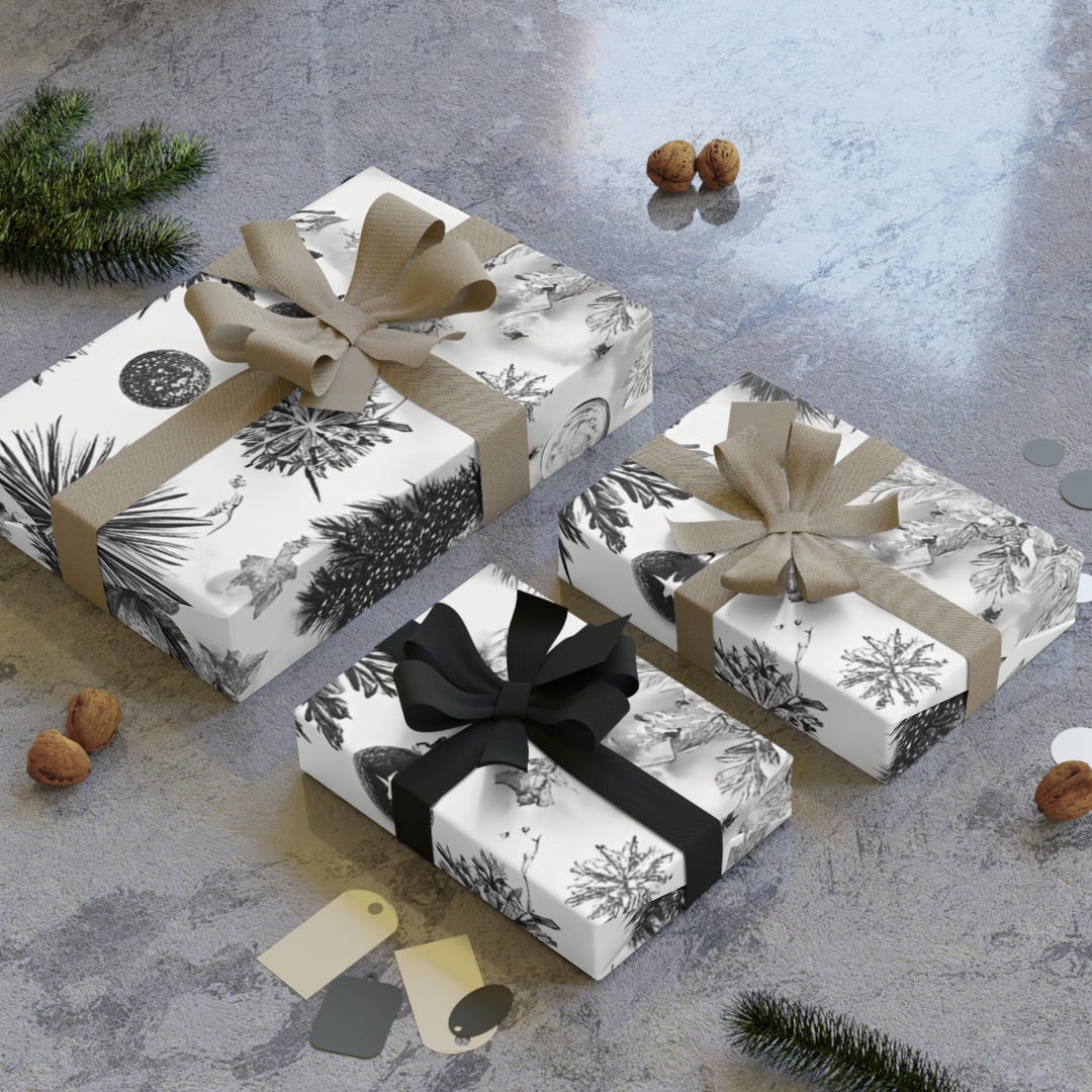 Elegant Winter Gift Wrapping Paper Roll, Christmas Decor, Holiday ...