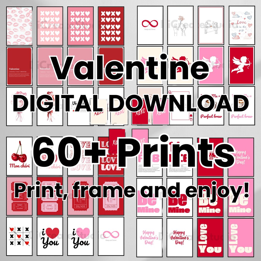 Valentines Day Printable Posters, Romantic, Cute Digital Download for ...