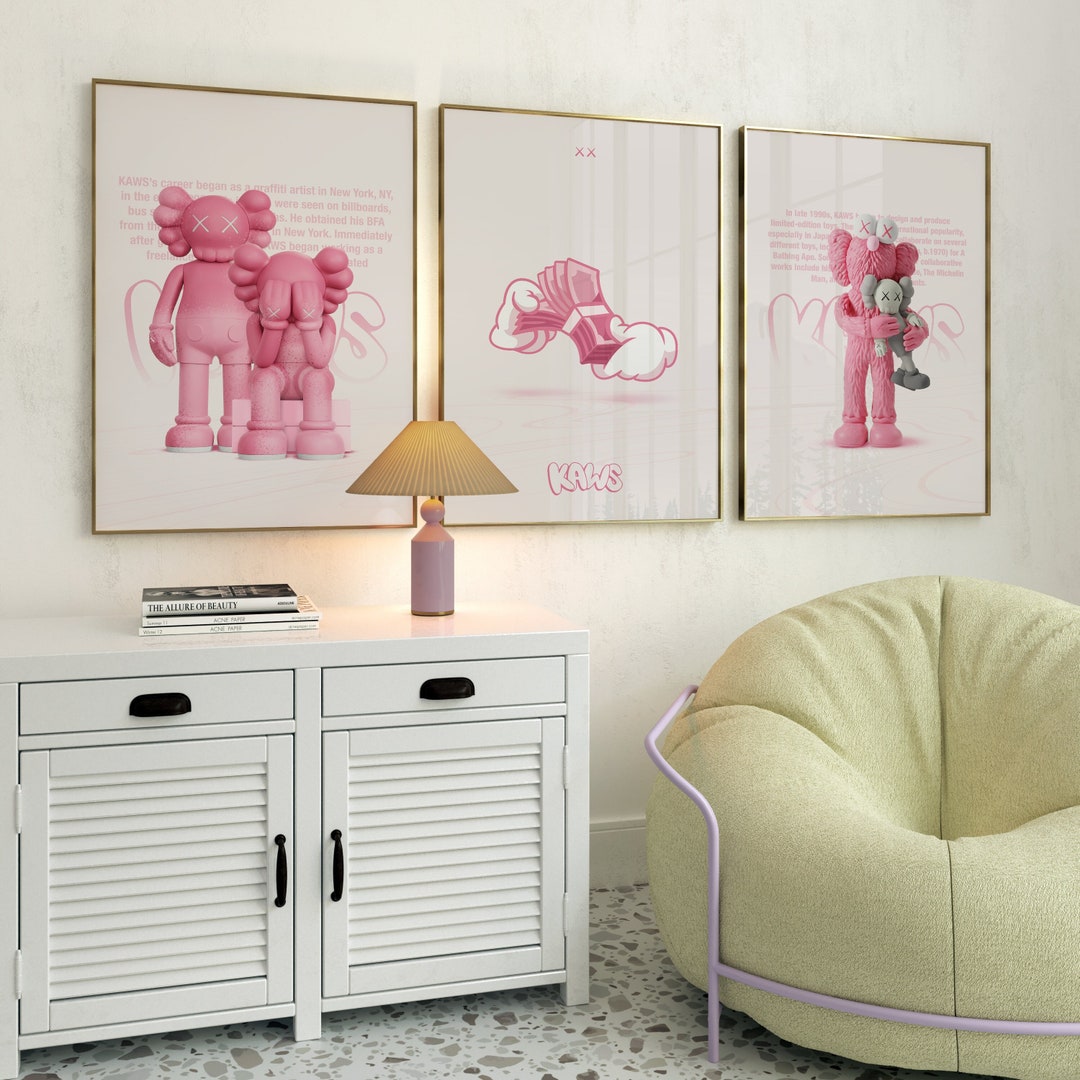 Money Pink Kaws Poster Set of 3 Kaws Figure Poster Kaws Wall - Etsy