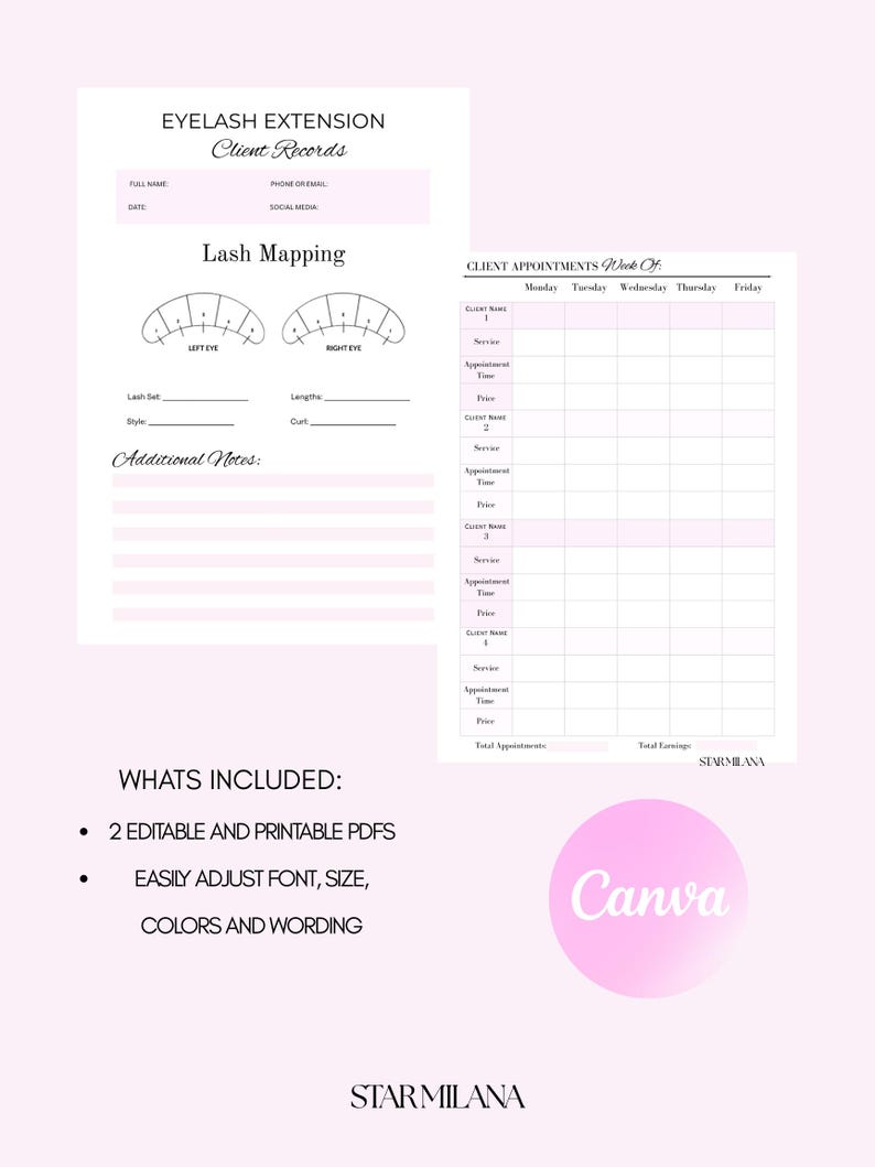 Digital Lash Client Record Template | Eyelash Extension Weekly ...