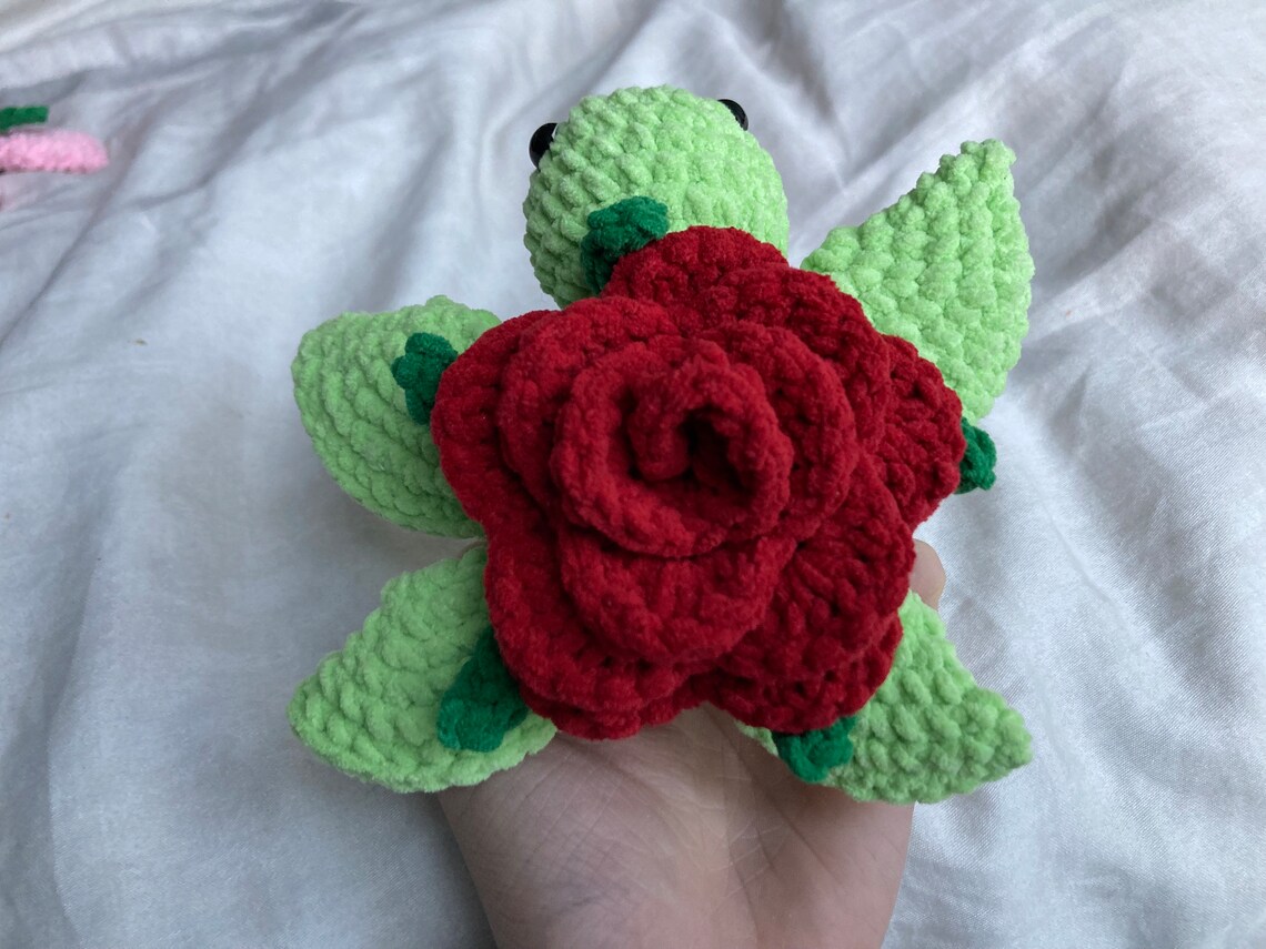 Cute Handmade Rose Turtle ,plushie Amigurumi, Stuffed Animal ...