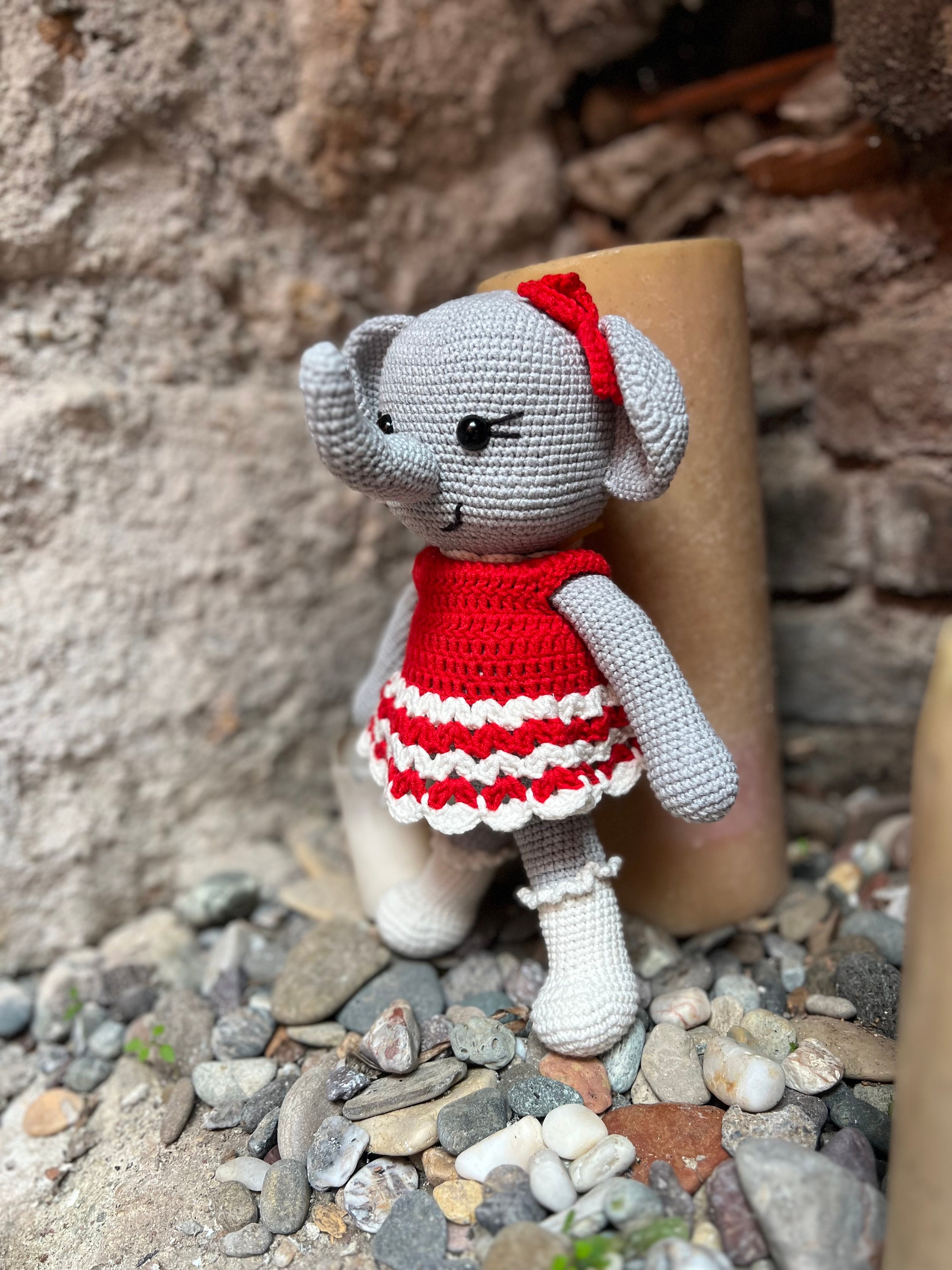 Little Crochet Red Dressed Elephant Stuffed Animal Toy for - Etsy
