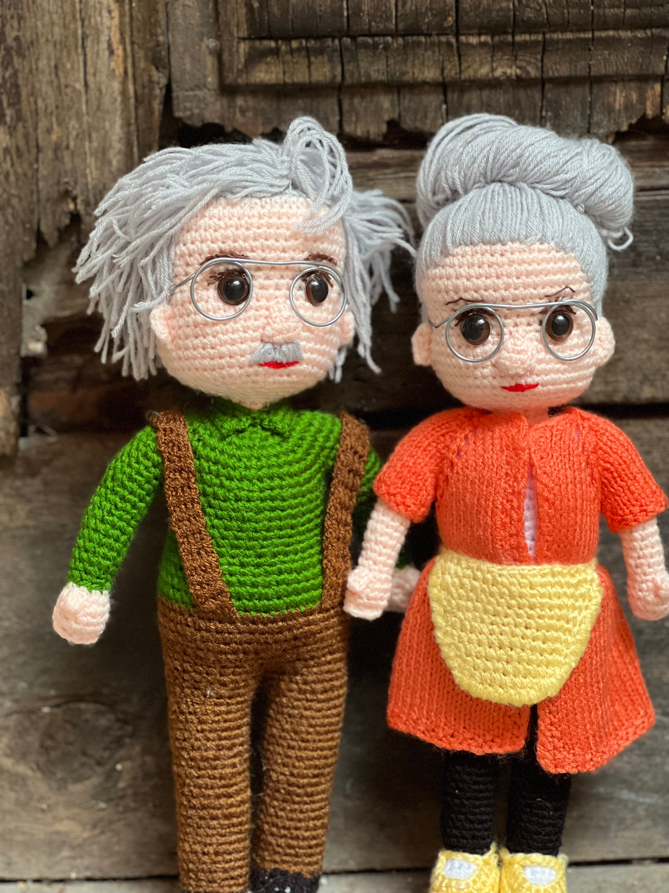 Knit Grandparents Dolls With Cloth Handmade, Gift for Grandfather and Grandmother, Unique ...