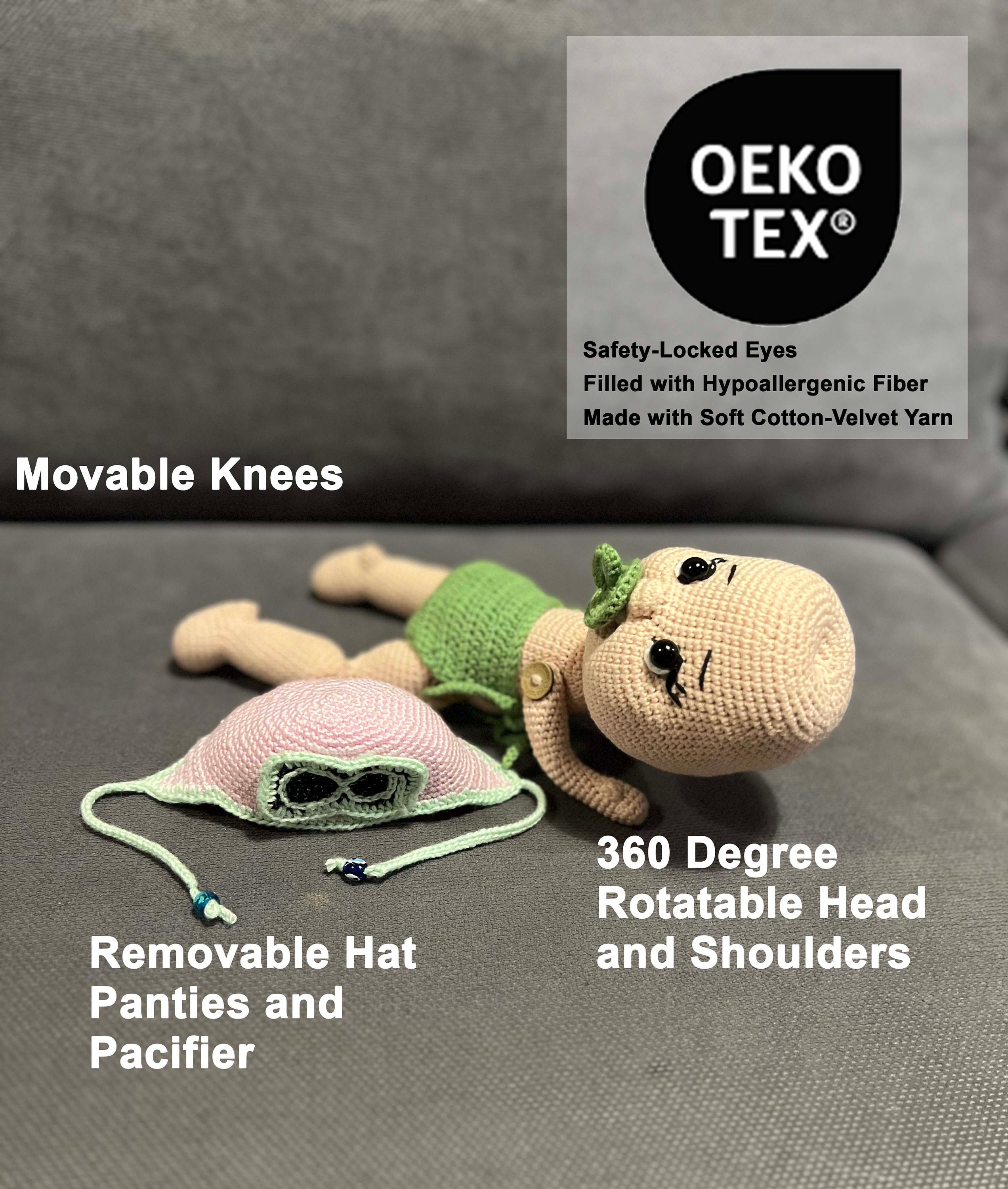 Crawling Baby Doll, Movable Joints, Removable Cloths and Pacifier, Non ...