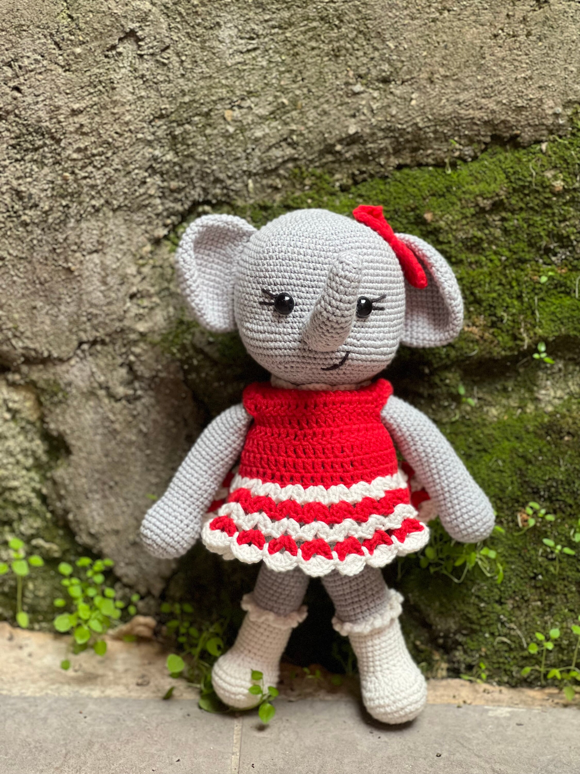 Little Crochet Red Dressed Elephant Stuffed Animal Toy for - Etsy