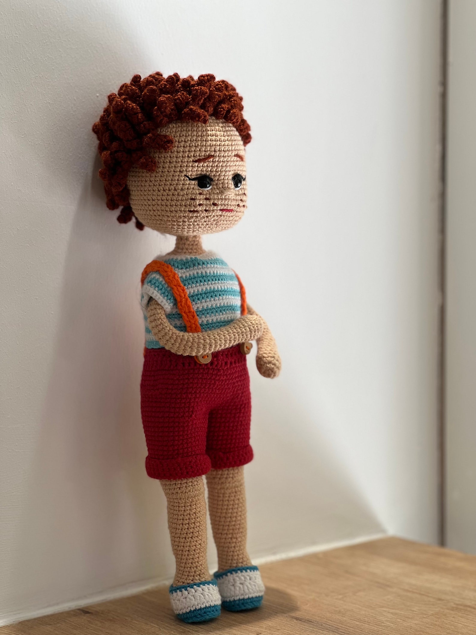 Freckled Doll Knitted Toy, Amigurumi Stuffed Toys, Handmade Boy Doll ...