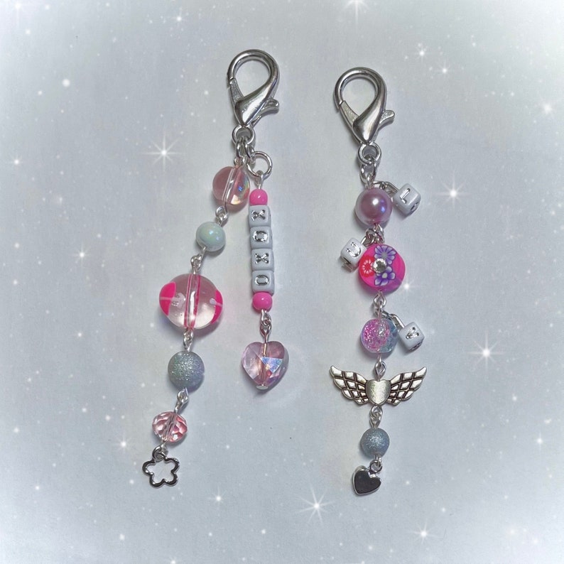 Valentines Pink Keychains Listing is for 1, Cute Y2k Style Bead Purse Charms, Girly Keychains ...