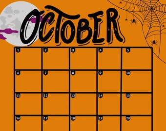 October 2022 Calendar Printable/fillable Halloween October - Etsy
