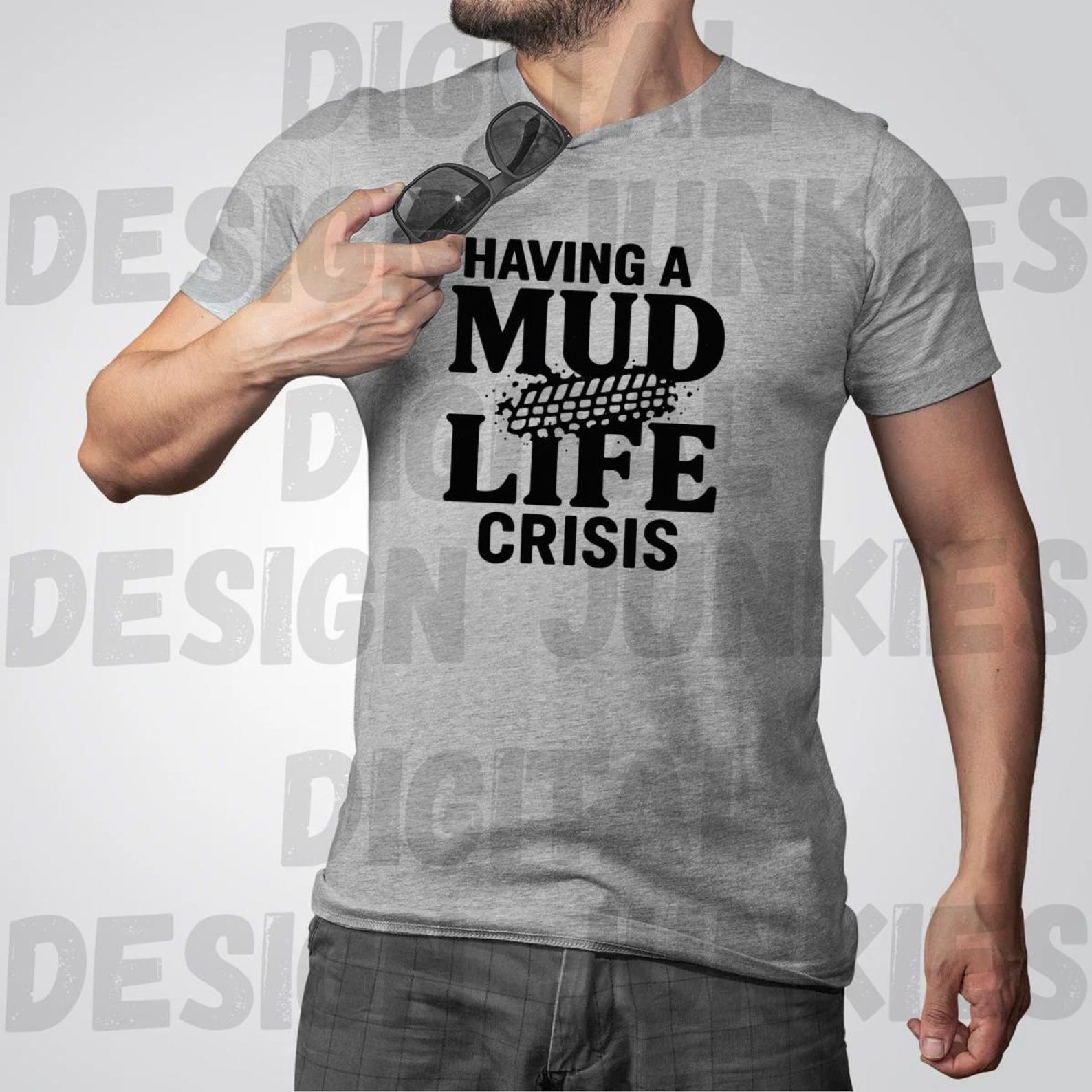 Mud Life Crisis Shirt Design – Funny Off-road 4x4 Tire Print Tee for ...