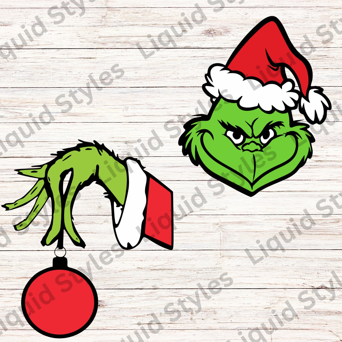 Grinch Png, Grinch Face and Hand, Grinch Hand Ornament Png Digital ...