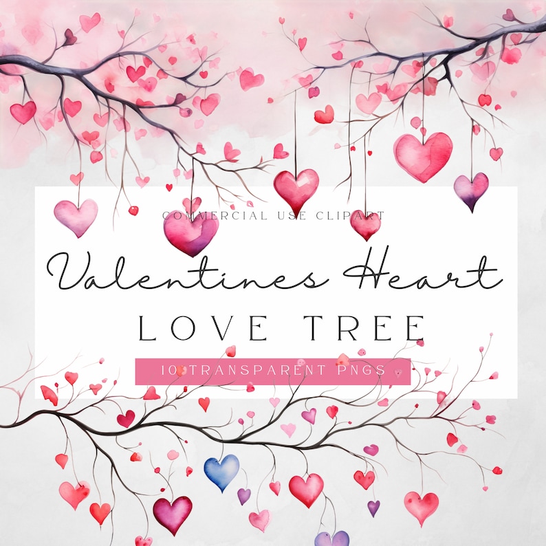 Valentines Heart Tree Clipart | Tree PNG | Valentines Day PNG | Instant ...