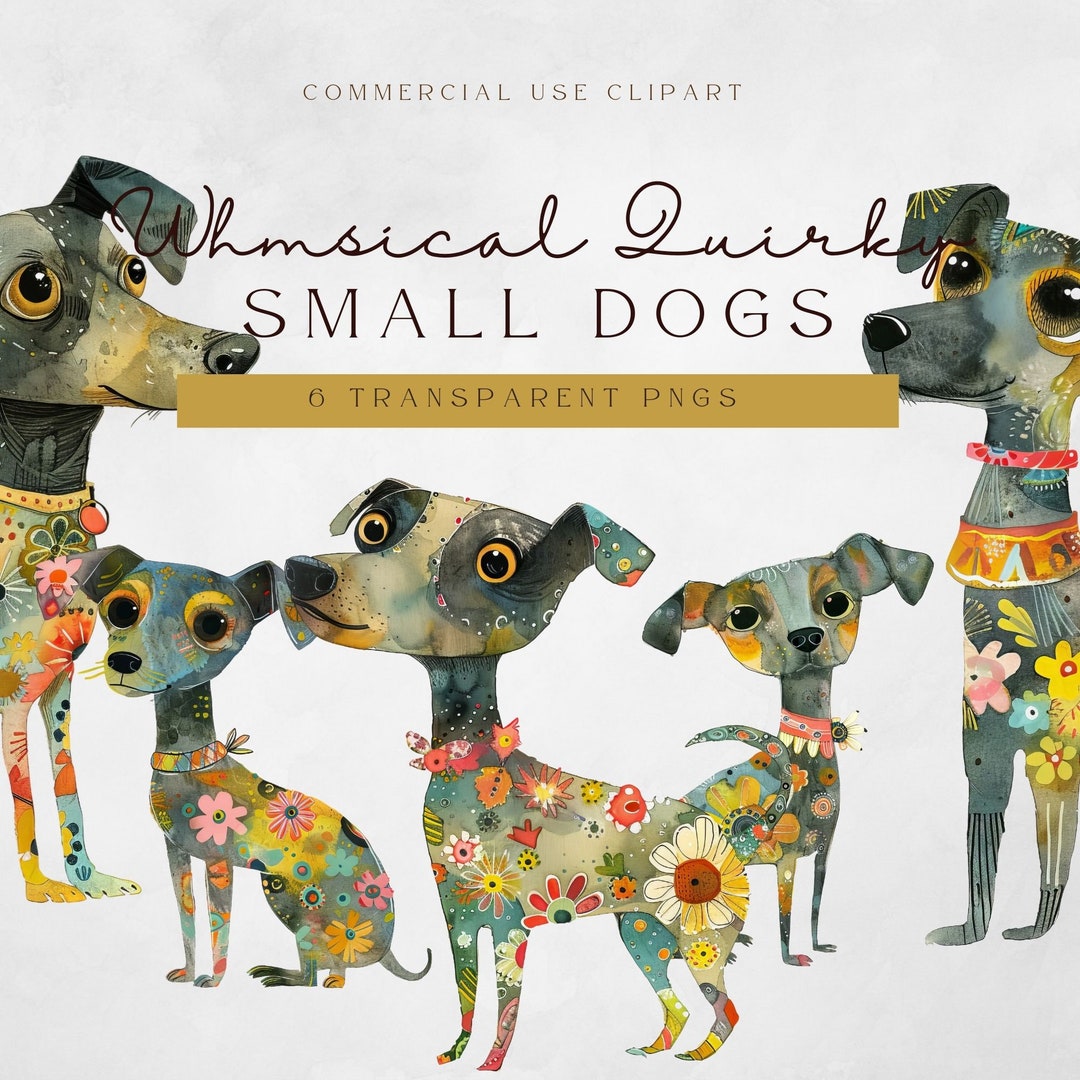Quirky Dog Clipart | Whimsical Small Dog PNG Images (digital Download ...