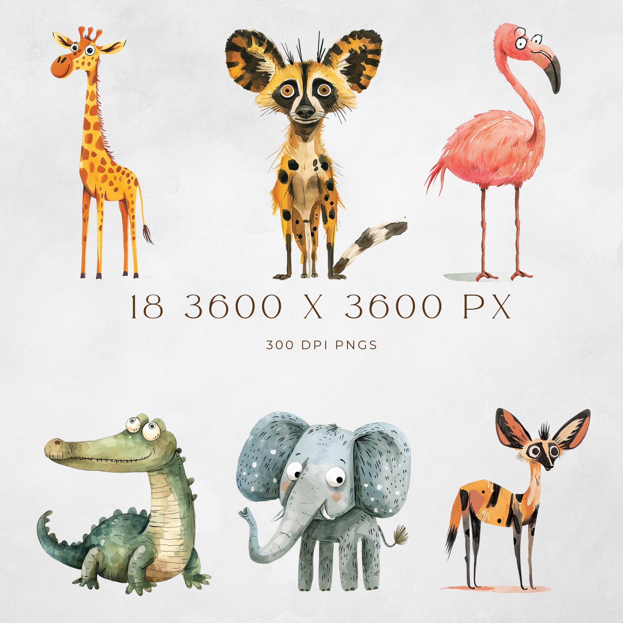 Commercial Use | Quirky Safari Animal Clipart Illustrations | Whimsical ...