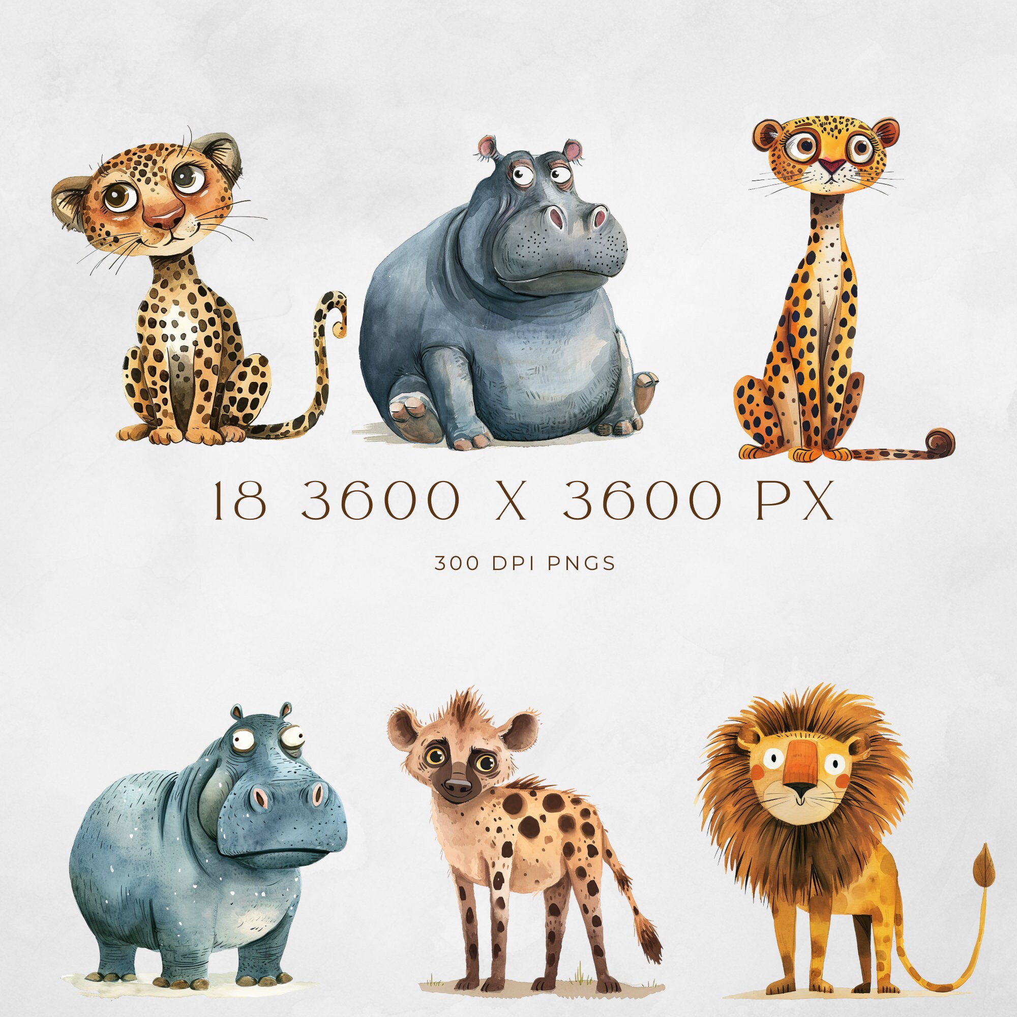 Commercial Use | Quirky Safari Animal Clipart Illustrations | Whimsical ...