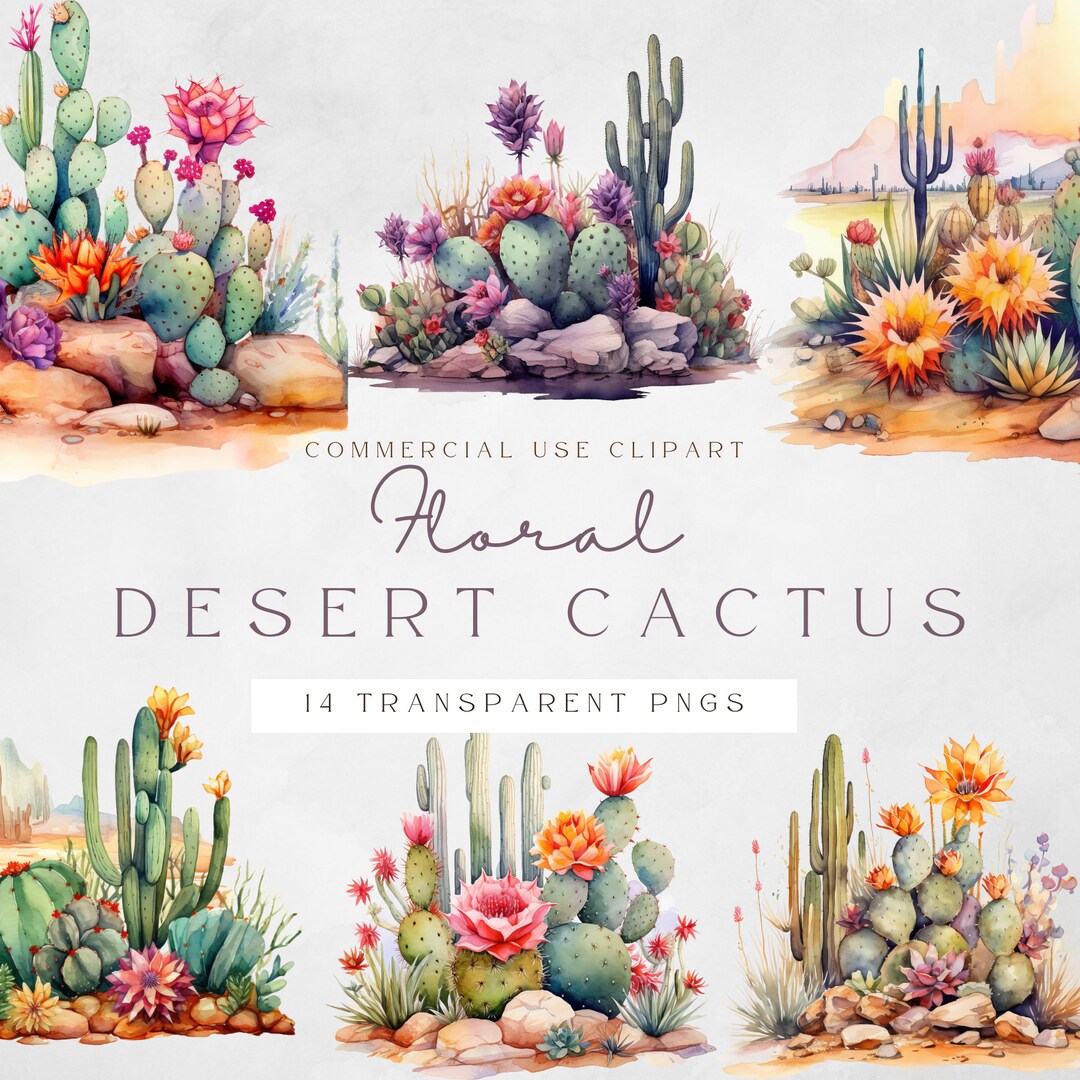 Wild West Floral Desert Cactus | Commercial Use | Plant Clipart ...