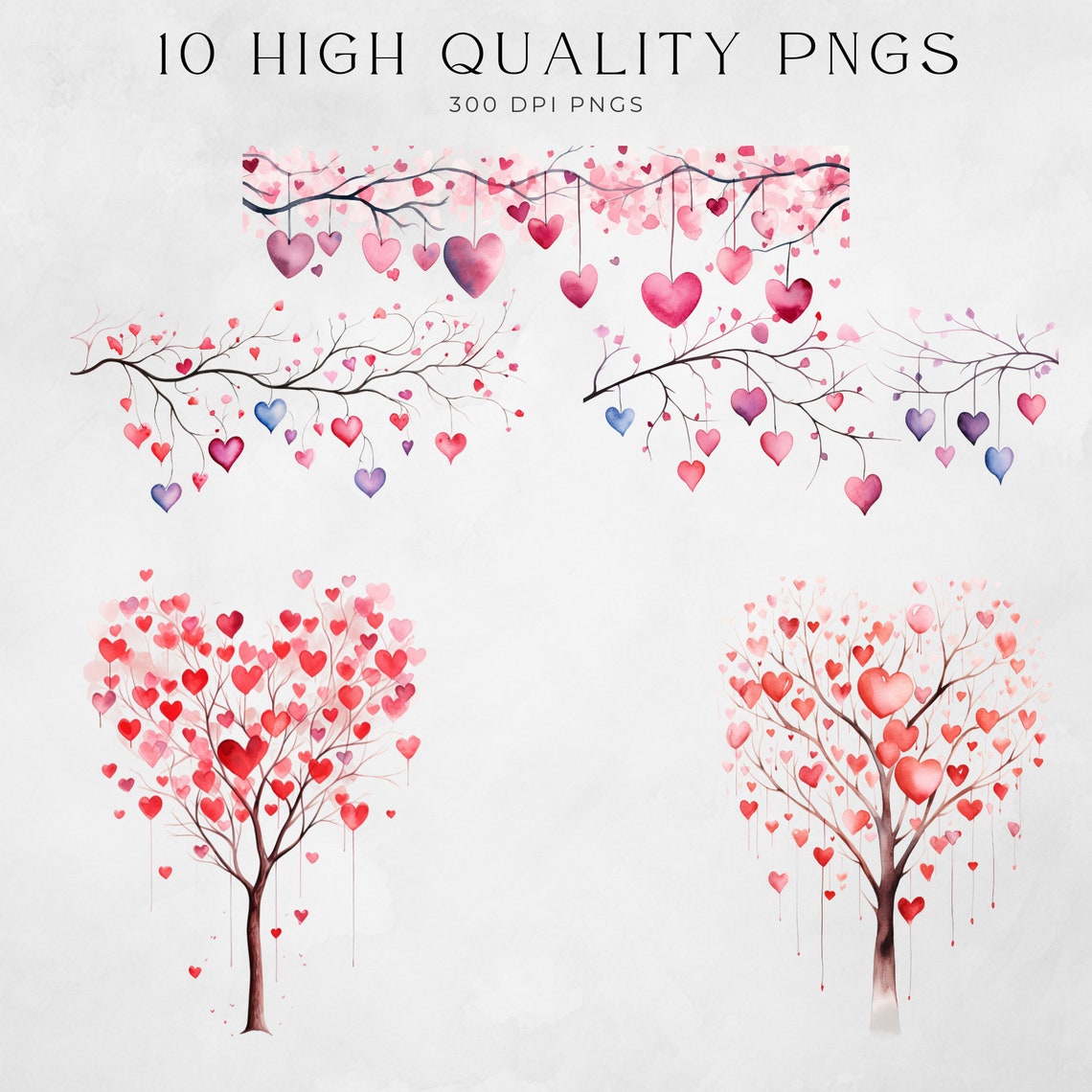 Valentines Heart Tree Clipart Tree PNG Valentines Day PNG Instant ...