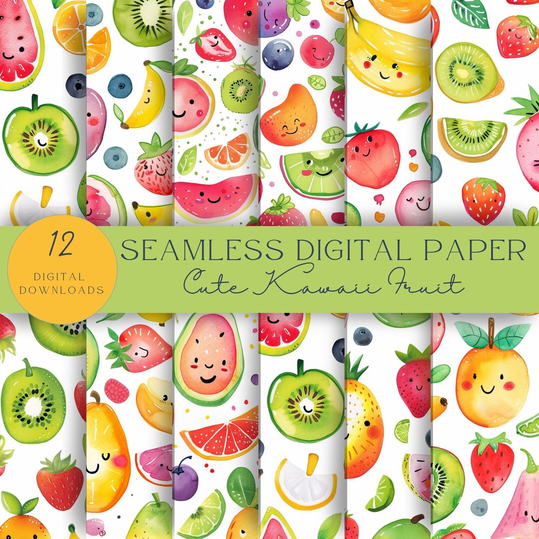 Cute Kawaii Fruit Seamless Pattern | Fruit Pattern | Fruity Summer ...