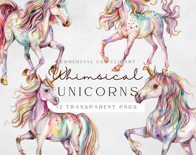 Pastel Unicorn Rainbow Clipart | Digital Download | Pastel Unicorns ...