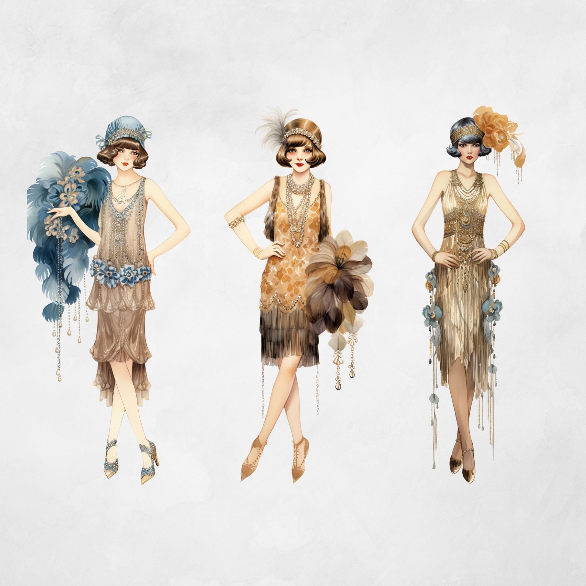 Roaring 20s Vintage Flapper Girl Clipart | Charleston Clipart | Instant ...