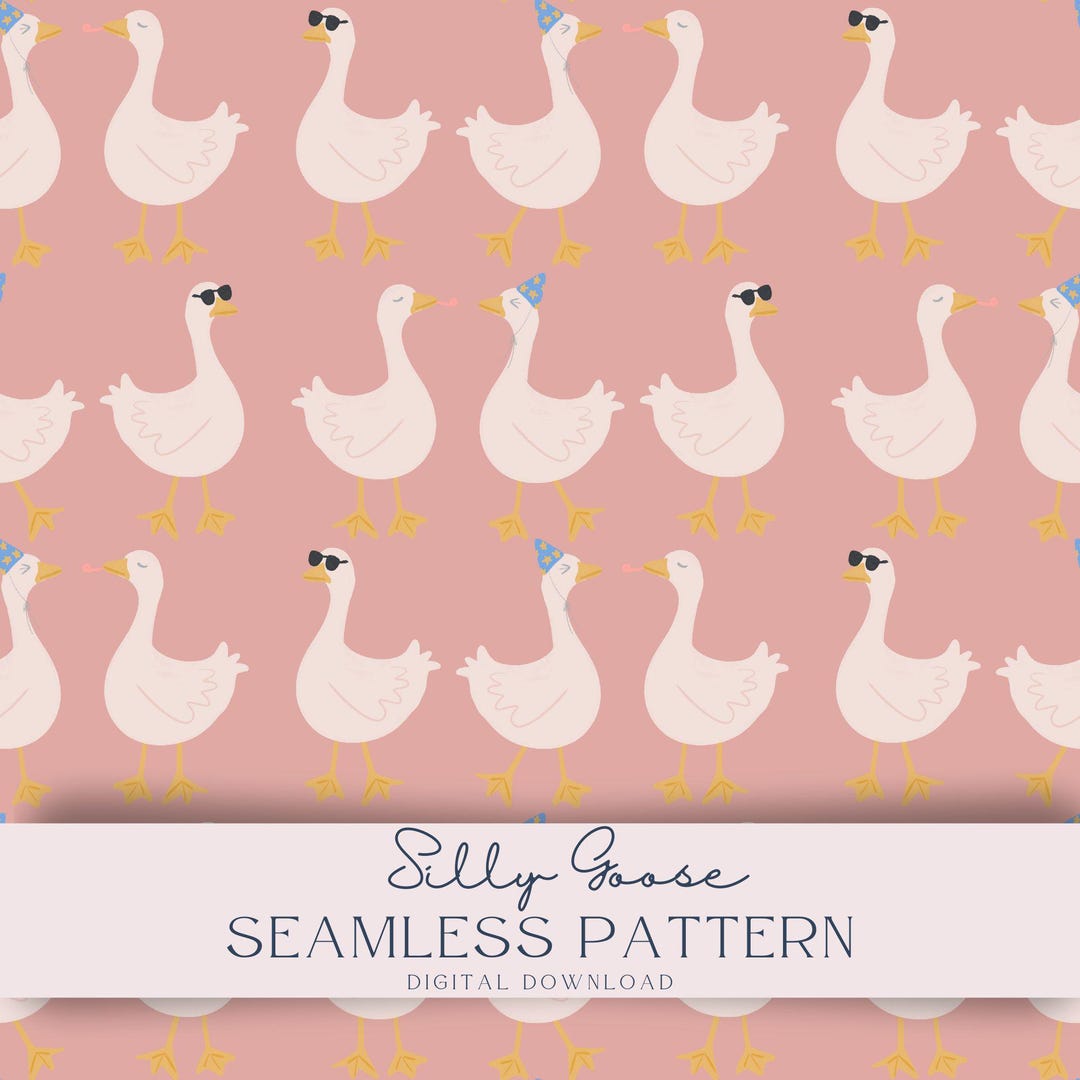 Silly Goose Seamless Pattern: Cottagecore Fabric Design (digital ...