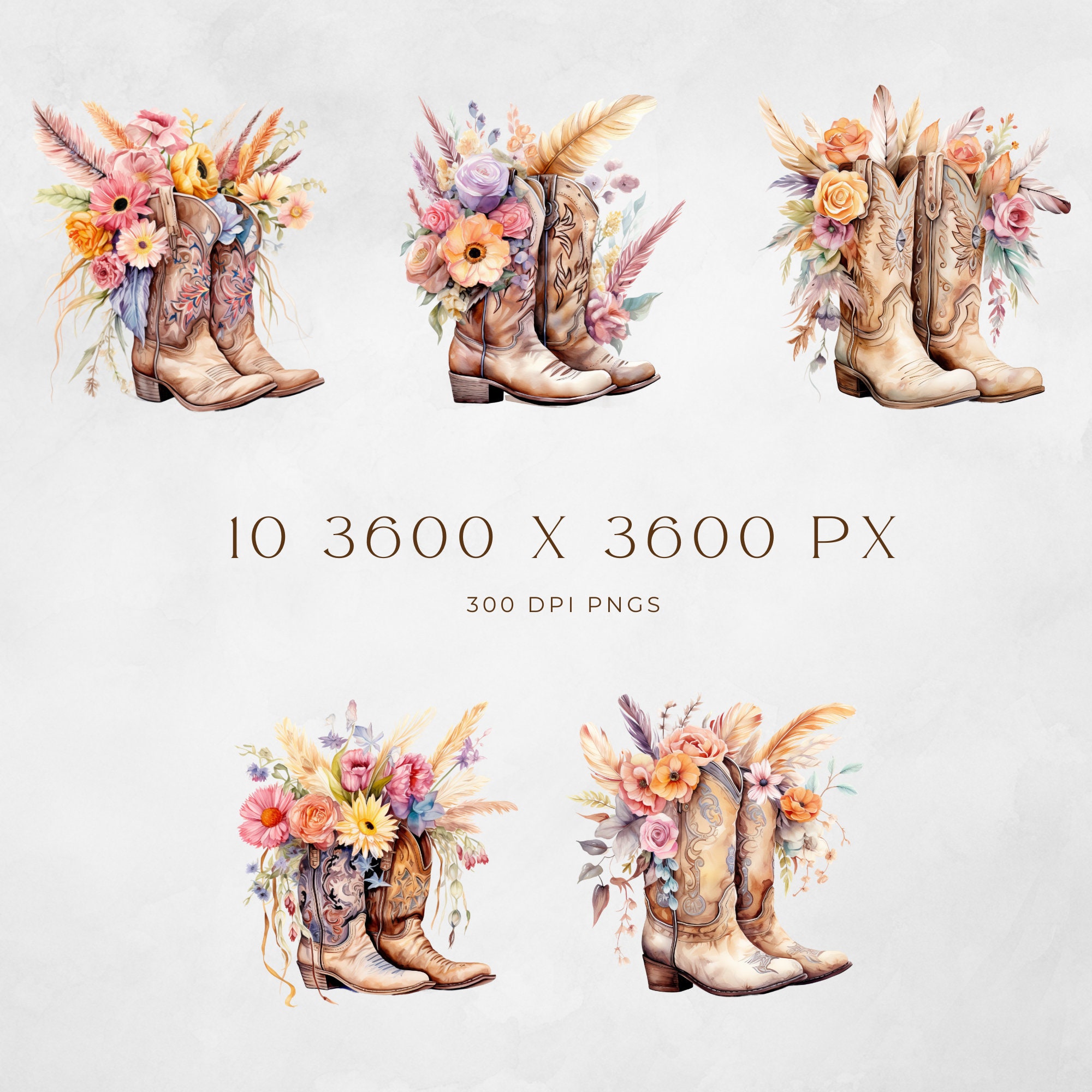 Boho Cowboy Boots | Clipart for Commercial Use | Boho Western | Digital ...