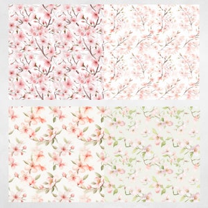 Pink Cherry Blossom Digital Paper Seamless Pattern Scrapbooking Junk ...