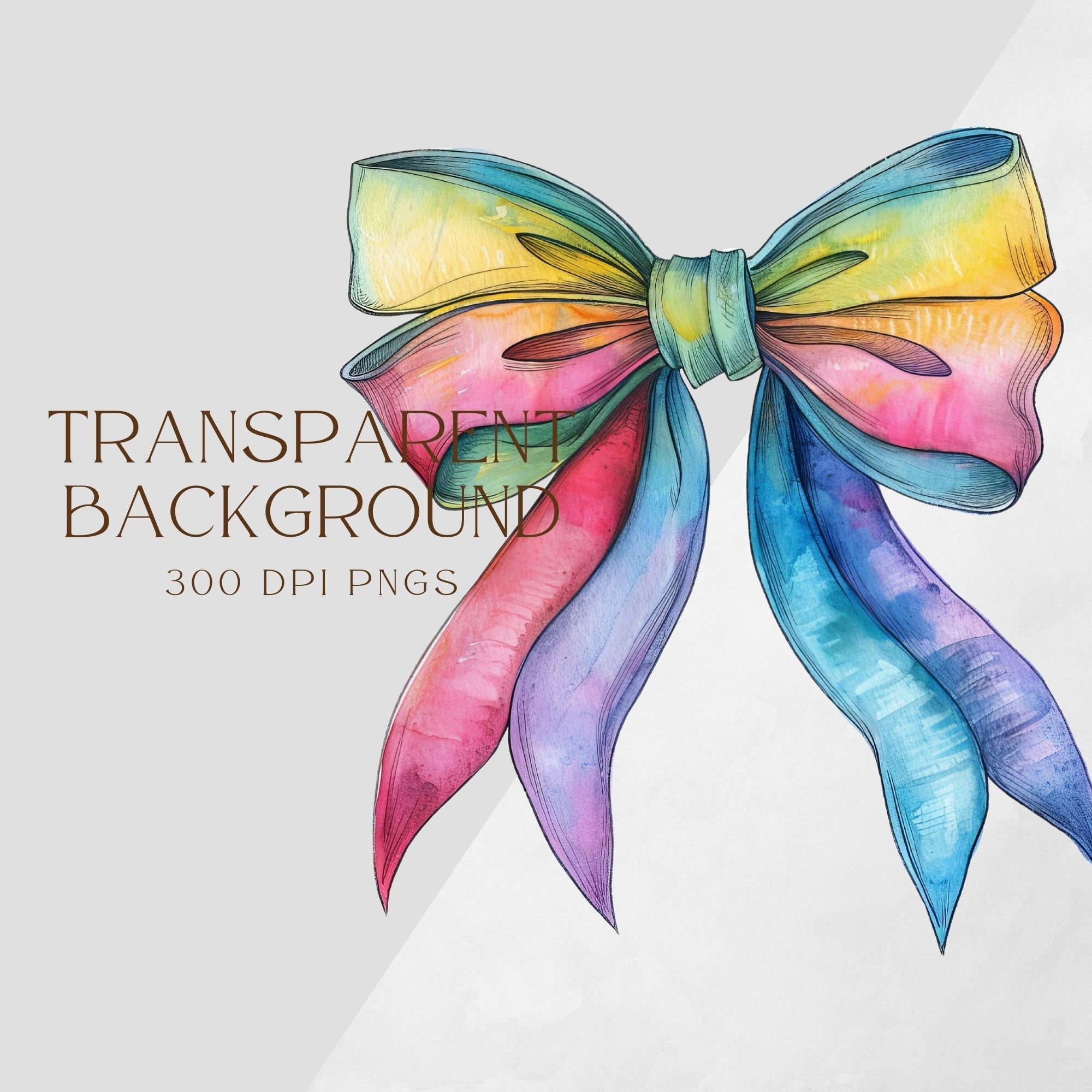 Rainbow Bow Clipart: Coquette Pride Bows (PNG Digital Download) - Etsy