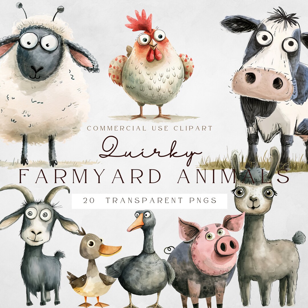 Digital Download | Quirky Farmyard Animal Clipart | Wall Art | Personal ...