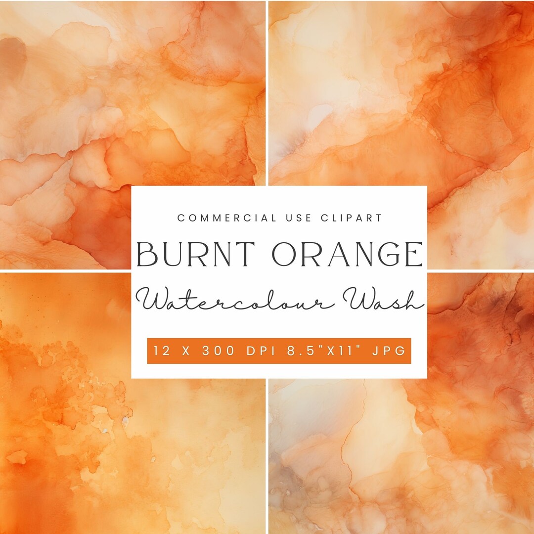 Burnt Orange Watercolor Wash Texture, Abstract Background, Brush ...