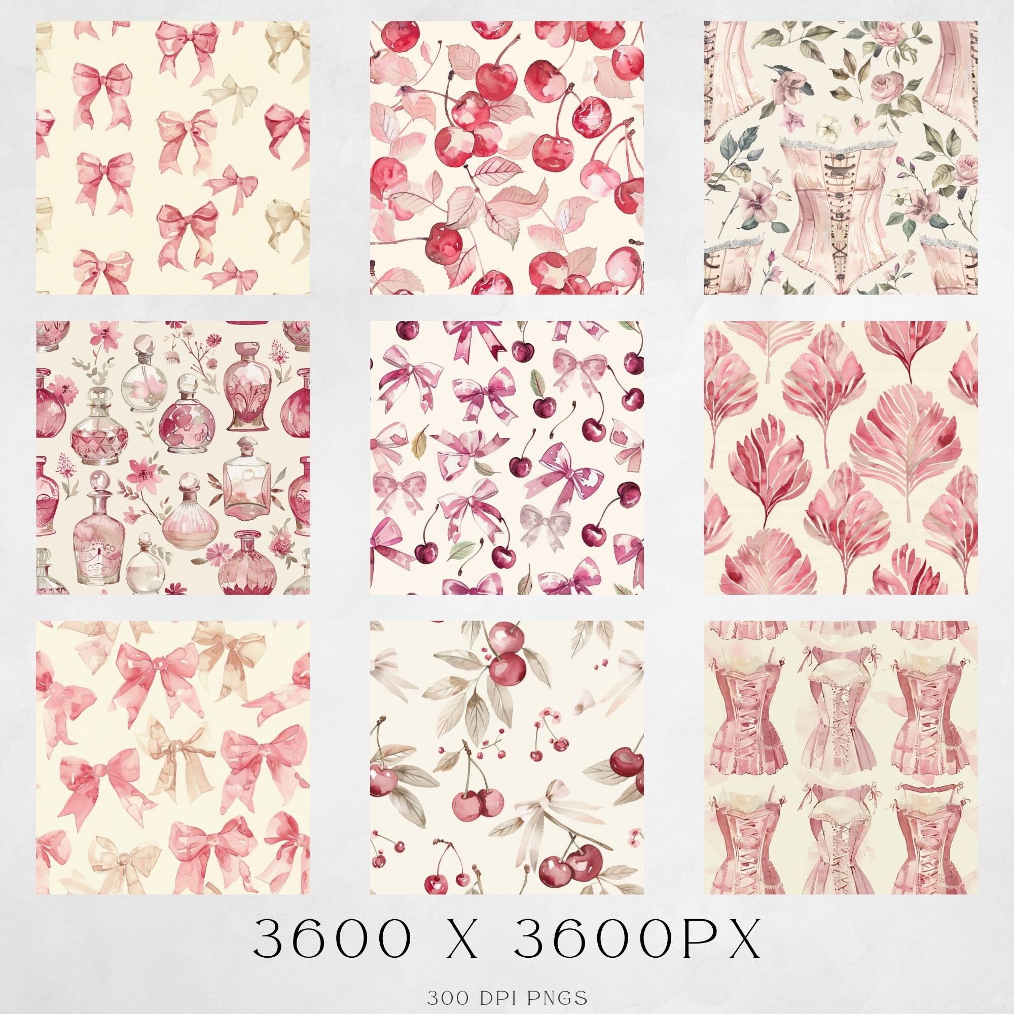 Coquette Seamless Pattern | Bow Cherry Seamless File for Fabric ...