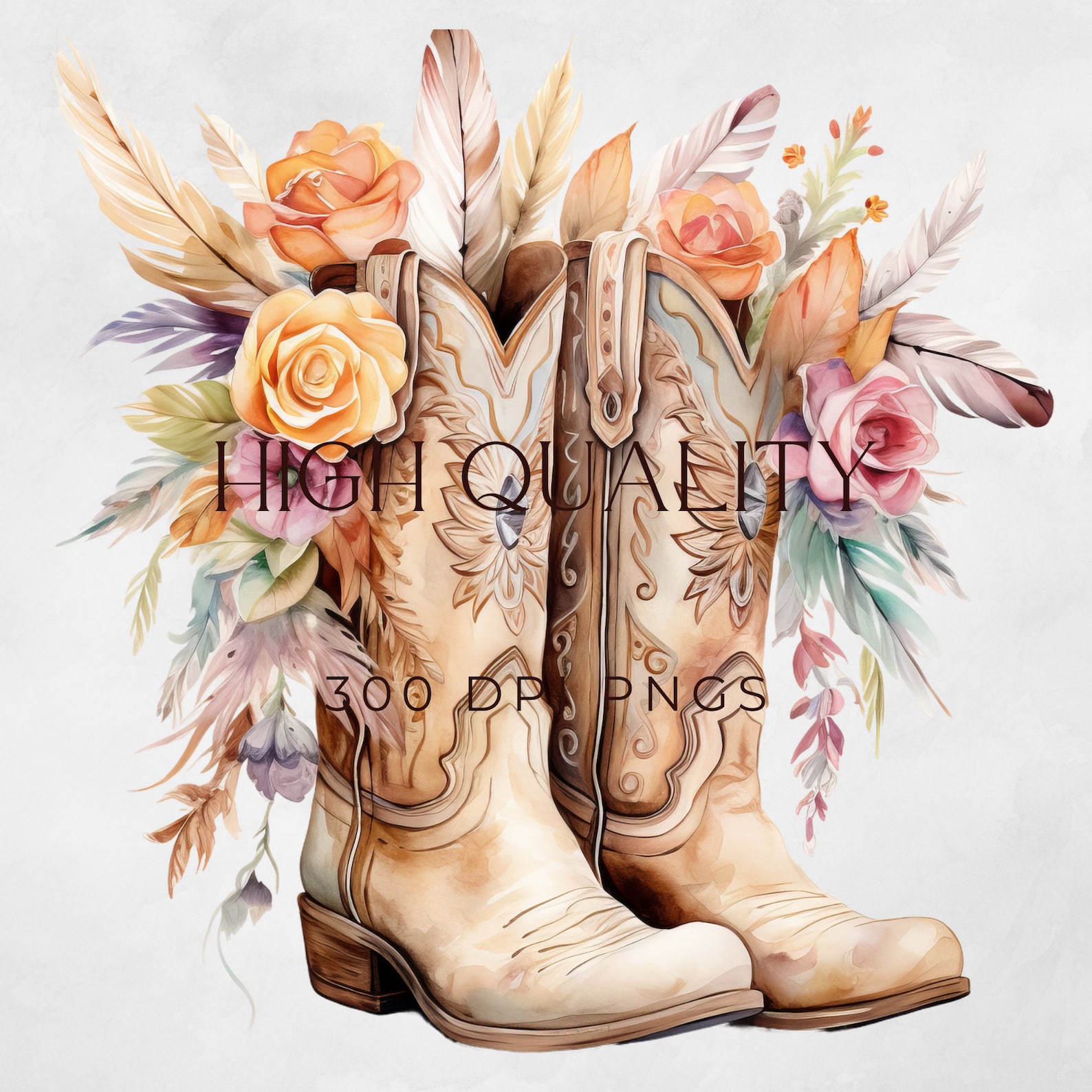 Boho Cowboy Boots | Clipart for Commercial Use | Boho Western | Digital ...