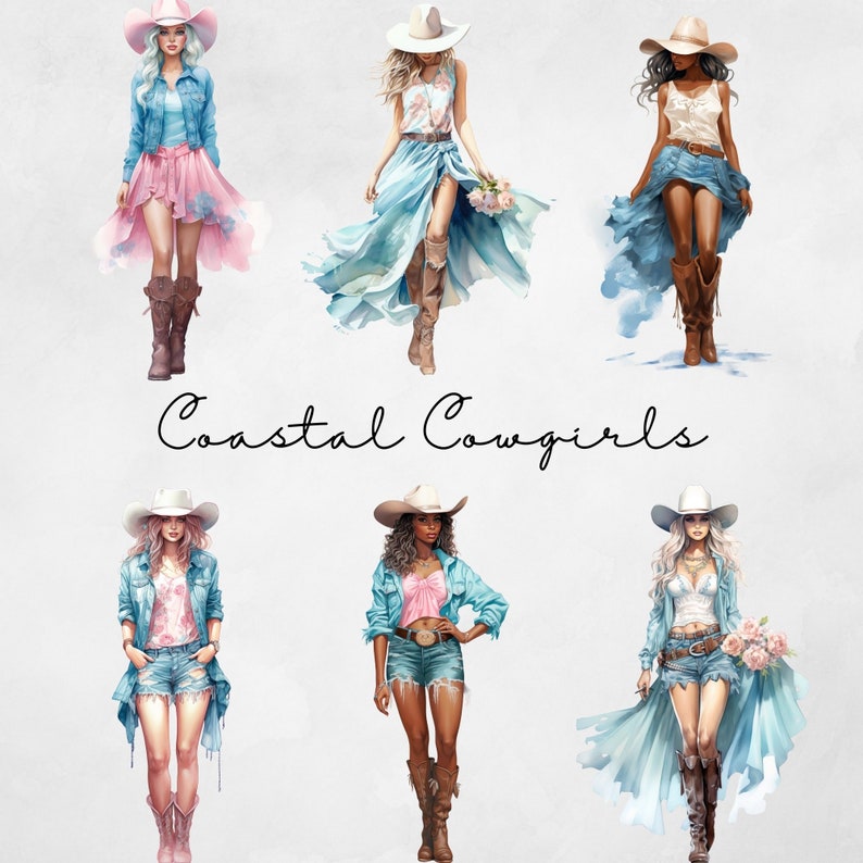 Coastal Cowgirl Png | Commercial Use | Mulberry Paper | Cowgirl Clipart ...