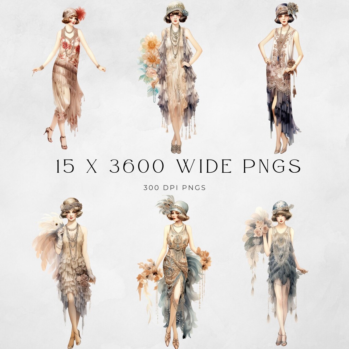 Roaring 20s Vintage Flapper Girl Clipart Great Gatsby Instant Download ...
