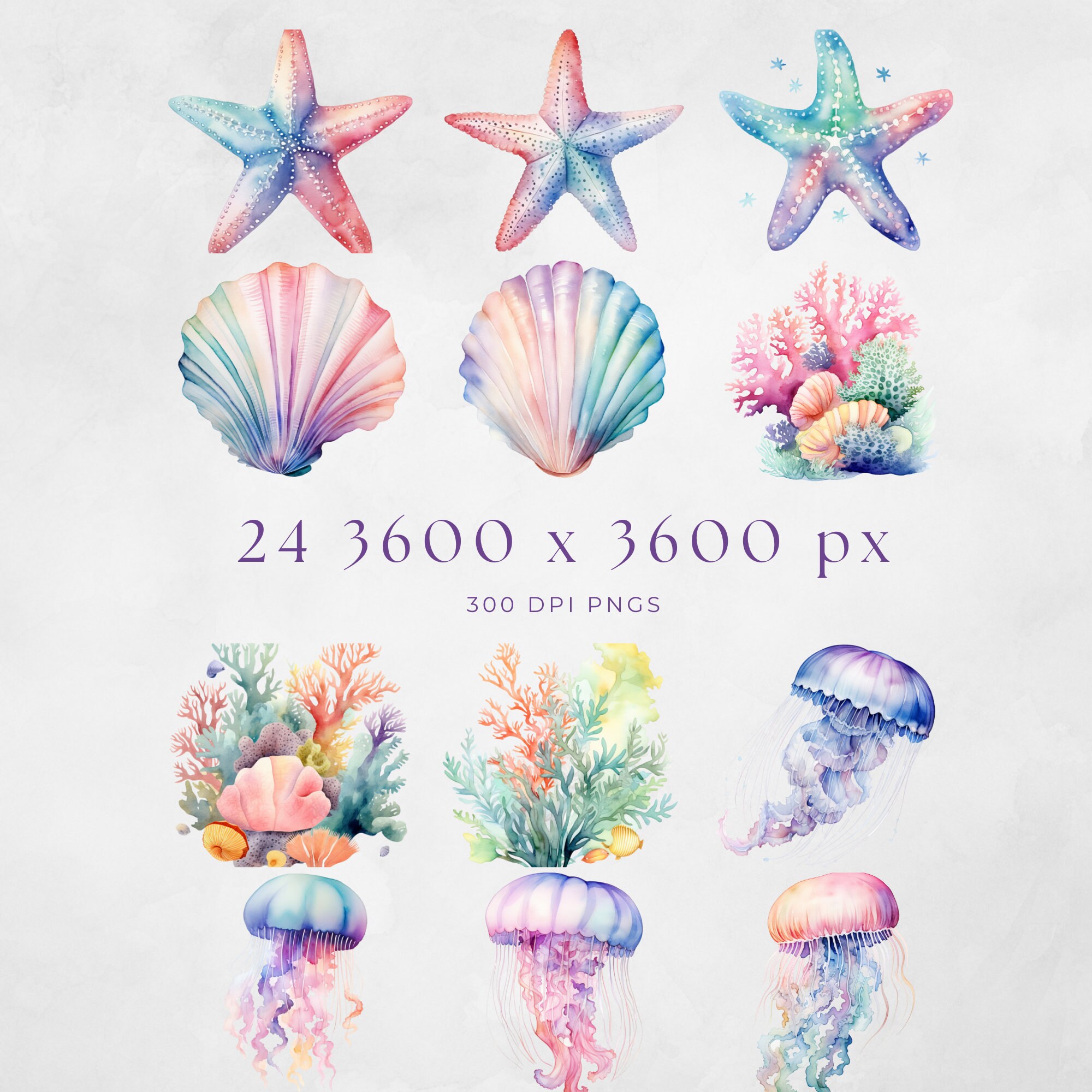 Sea Creatures | Cute Ocean Animals Png | Digital Paper Craft | Card ...