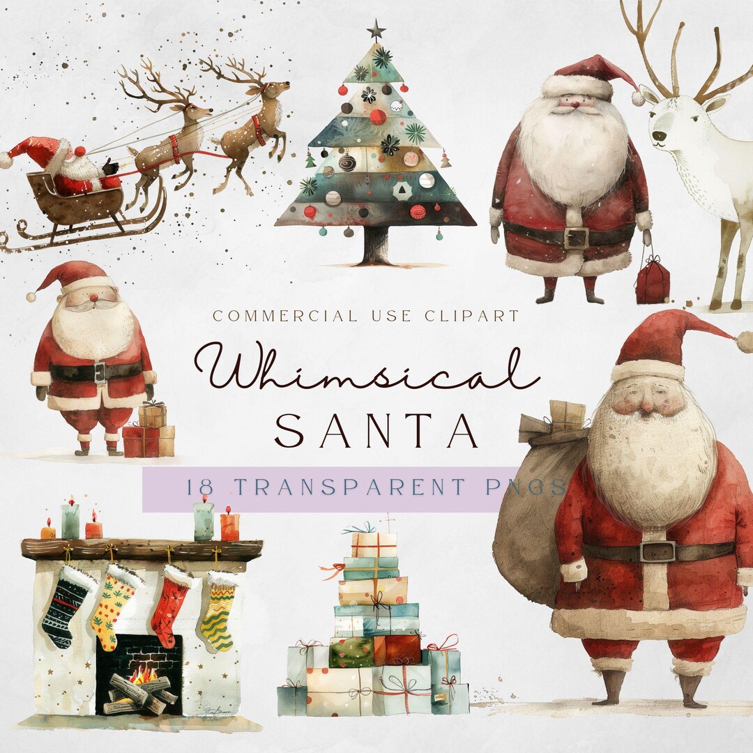 Scandi Santa Clipart | Quirky Santa | Father Christmas Clip Art | Cute ...