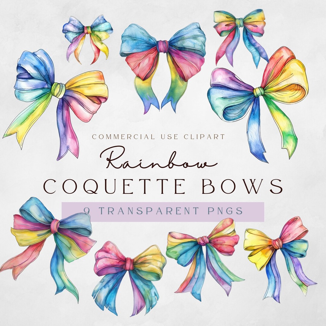 Coquette Rainbow Bow Clipart | Pride Bow | Coquette Room Decor ...