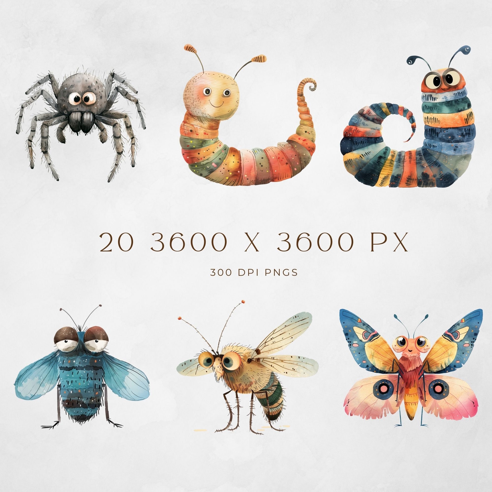 Cute as a Bug Quirky Insect Clipart Illustrations Funny Insects Cute ...