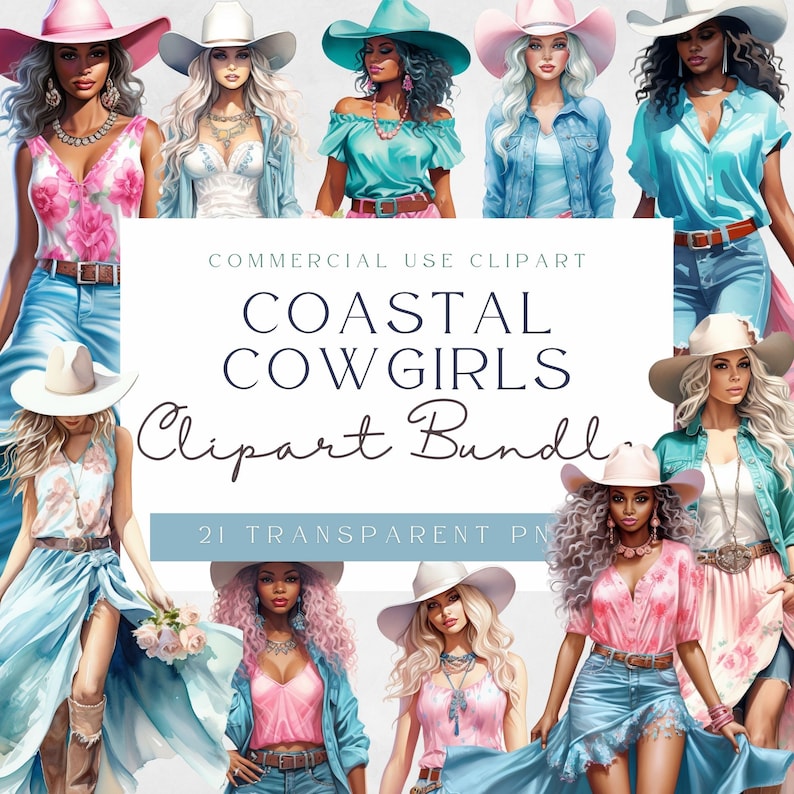 Coastal Cowgirl Png | Commercial Use | Mulberry Paper | Cowgirl Clipart ...