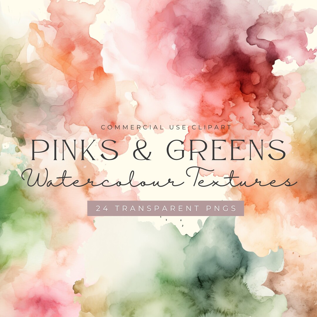 Pinks & Greens Watercolour Texture | Watercolor Clipart | Watercolor ...
