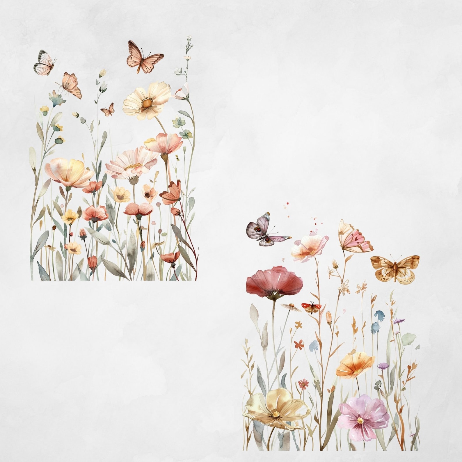 Wildflowers With Butterflies Clipart | Butterfly Garden | Boho Clipart ...