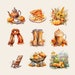 Cozy Autumn Clipart Bundle: Watercolor Cottagecore PNG (commercial Use ...