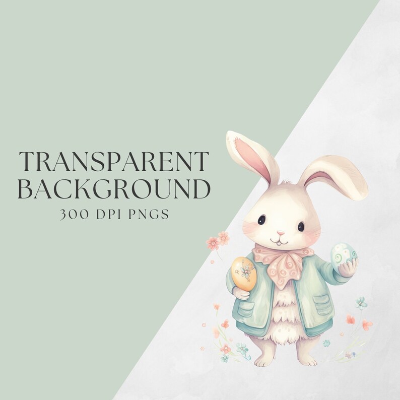 Boho Easter Bunny Clipart Bundle: Watercolor PNG (commercial Use) - Etsy