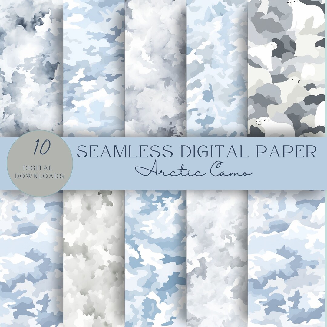 Seamless Pattern Snow Camo | Digital Paper Pack | Arctic Camo ...